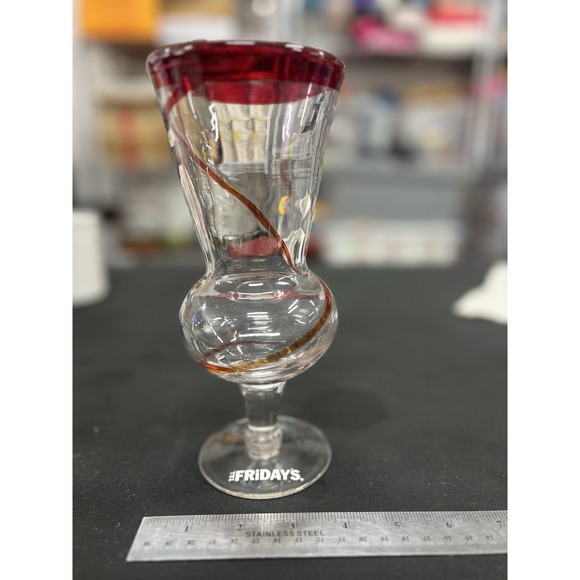 Dining | Tgi Fridays Hand Blown Large Hurricanedaiquiri Red Swirl Glass ...